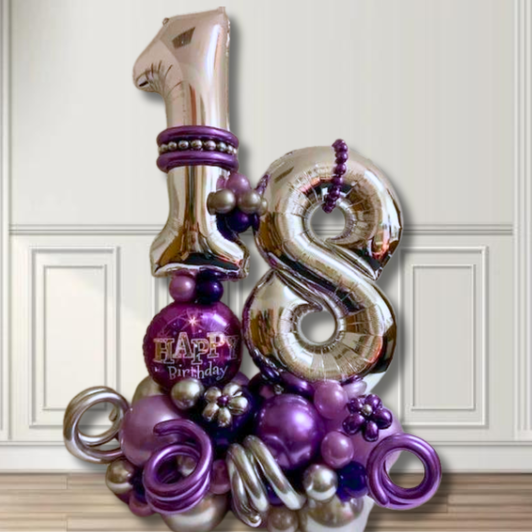 Any Age & Colour Elegance Birthday Arrangement – Fun 'n' Frolic and Berkshire Balloons