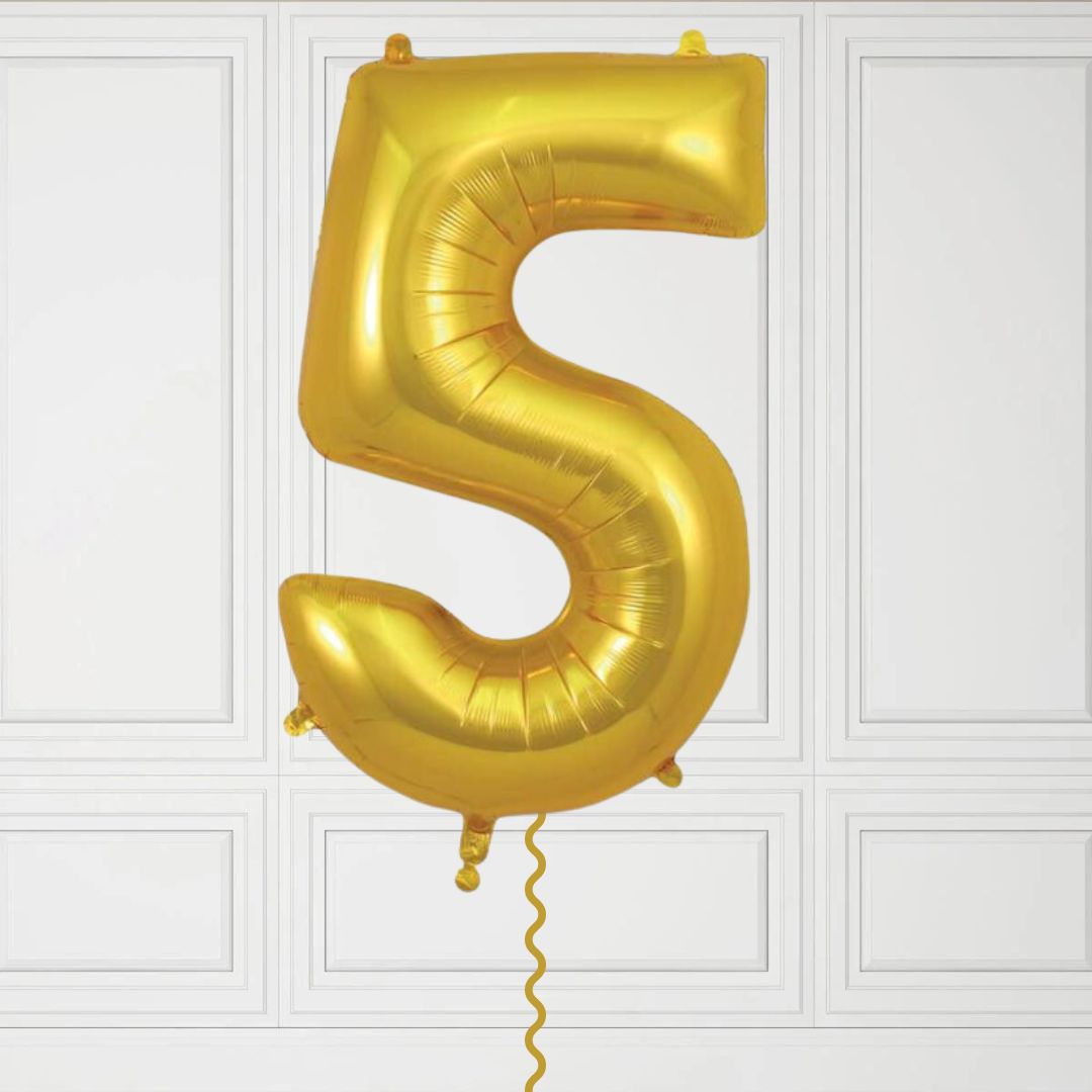 Large Gold Number 5 Balloon – Fun 'n' Frolic and Berkshire Balloons