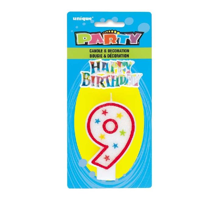 Number 9 Candle with Decoration – Fun 'n' Frolic and Berkshire Balloons