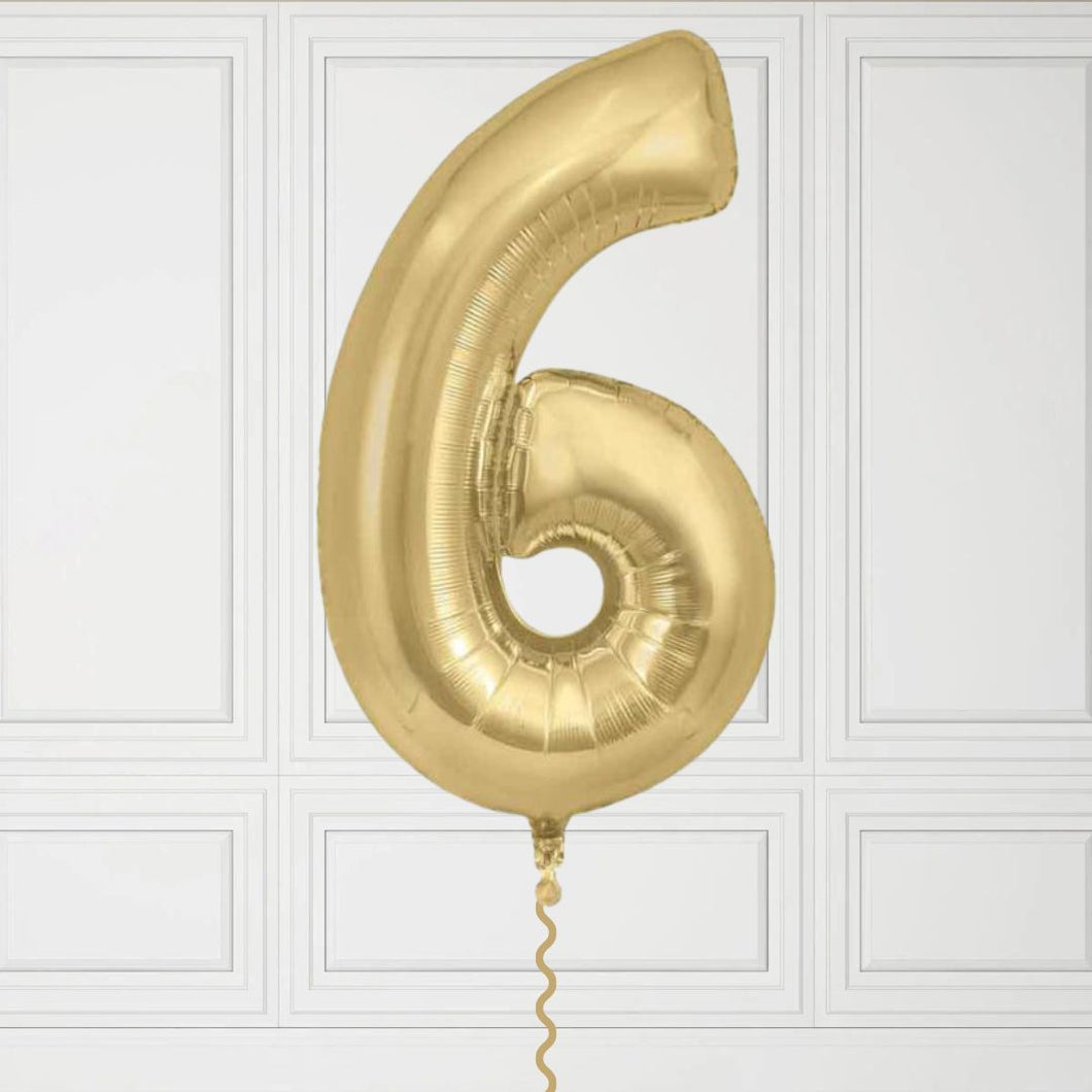 Large Chrome Silk Gold Number 6 Balloon – Fun 'n' Frolic and Berkshire ...