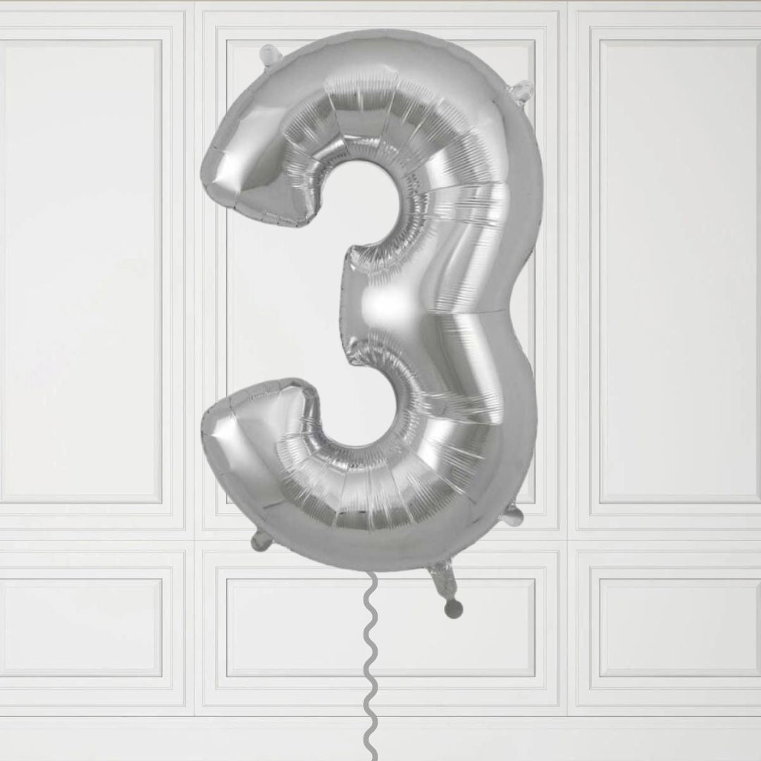 Large Silver Number 3 Balloon – Fun 'n' Frolic and Berkshire Balloons