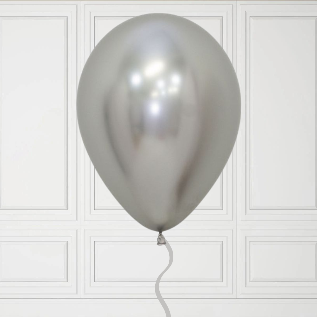 1 x 12" Reflex Silver Helium Inflated Latex Balloon – Fun 'n' Frolic ...